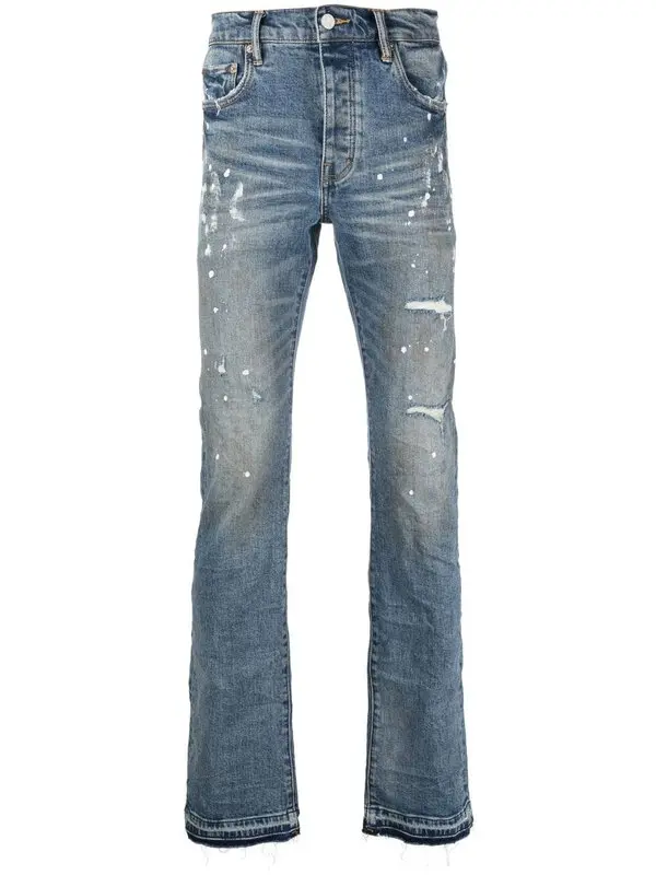PURPLE BRAND Paint-splatter Print Jeans