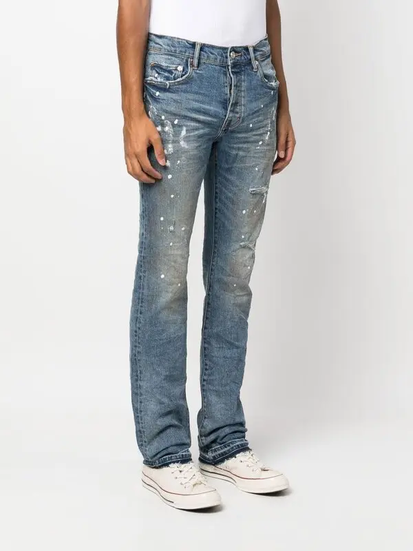 PURPLE BRAND Paint-splatter Print Jeans