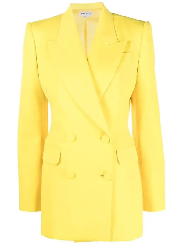Alexander McQueen Double-breasted Wool-blend Blazer - Yellow