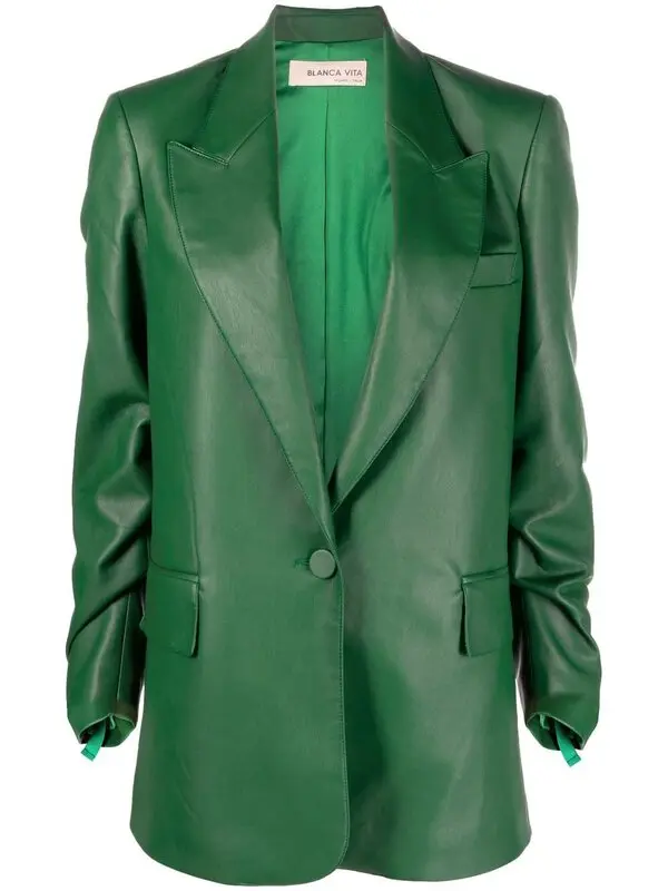 BLANCA VITA Polished-finish Single-breasted Blazer - Green