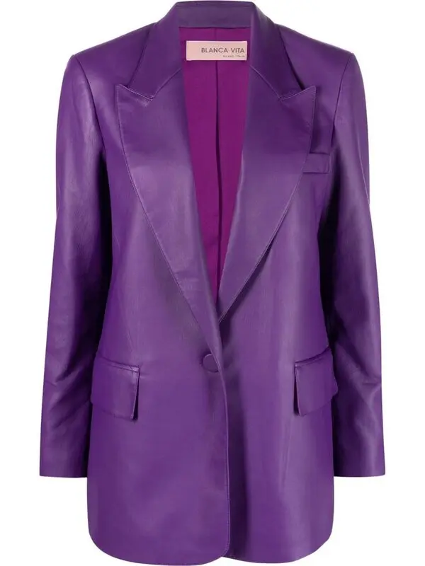 BLANCA VITA Faux-leather Blazer - Purple