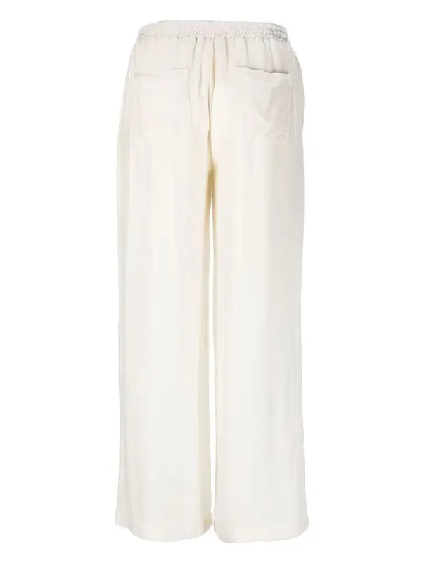 Gold Hawk Wide-leg Velvet Trousers - White