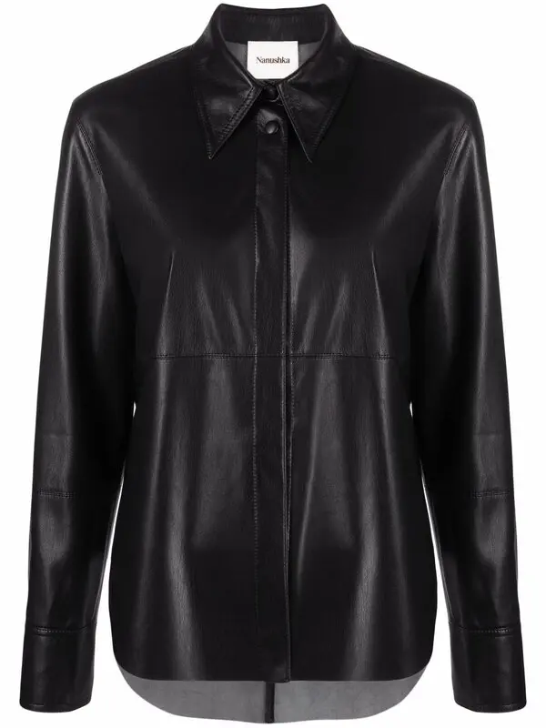 Nanushka Vegan Leather Long-sleeve Shirt