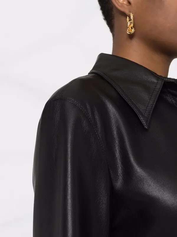 Nanushka Vegan Leather Long-sleeve Shirt