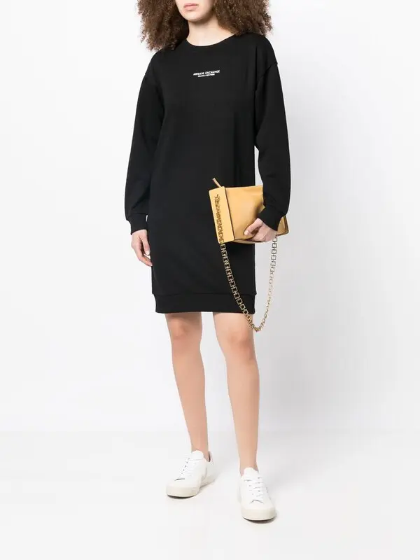 Armani Exchange Logo-Print Jersey Knit Mini Dress In Black - 24% Off |  Editorialist