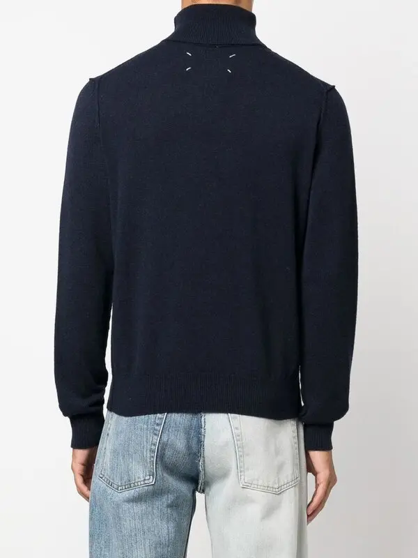 MAISON MARGIELA High-neck Cashmere Jumper - Blue