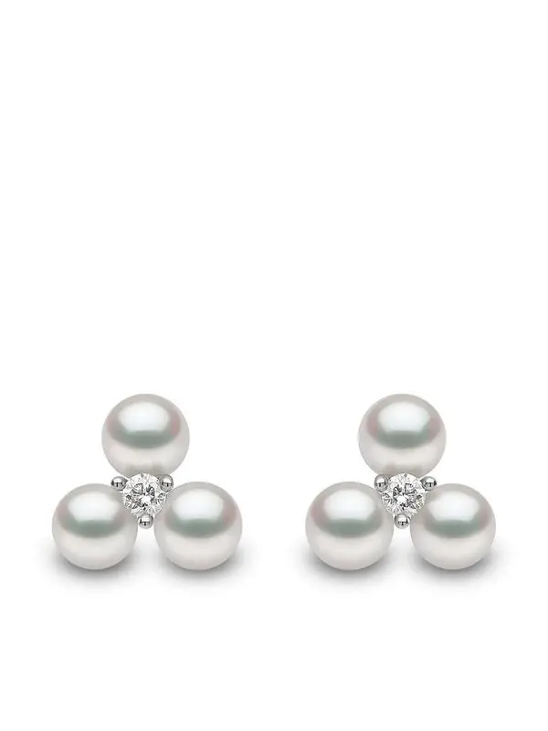 Yoko London 18kt White Gold Trend Pearl Stud Earrings - Silver