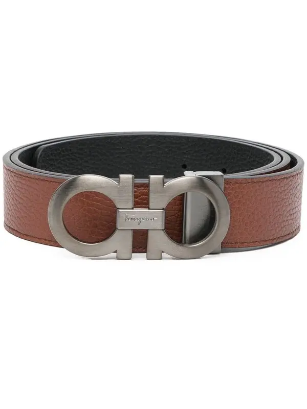 FERRAGAMO Gancini Leather Belt - Brown