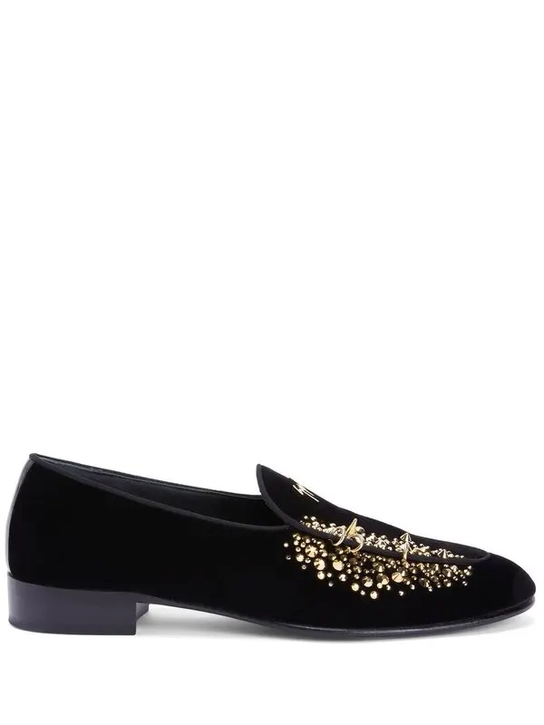 GIUSEPPE ZANOTTI Alvaro Studded Velvet Loafers