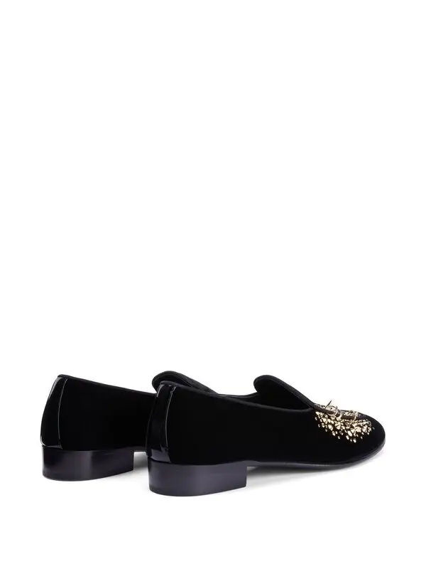 GIUSEPPE ZANOTTI Alvaro Studded Velvet Loafers