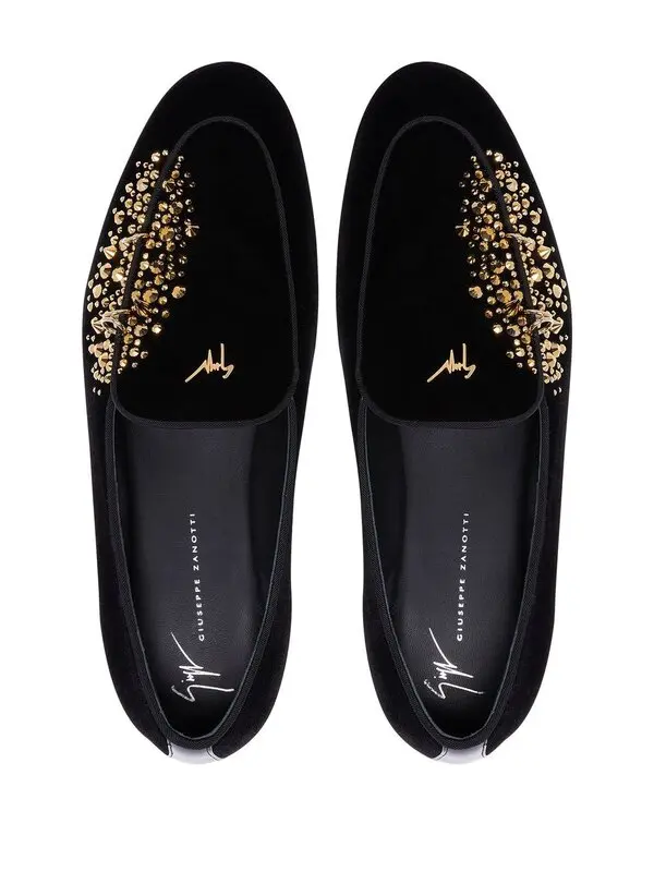 GIUSEPPE ZANOTTI Alvaro Studded Velvet Loafers