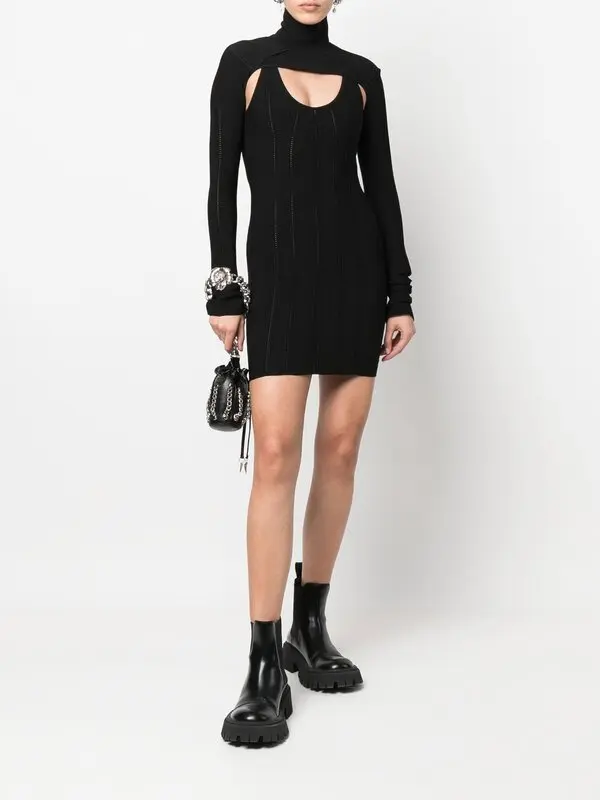 Roberto Cavalli Ribbed-knit Mini Dress With Removable Bolero