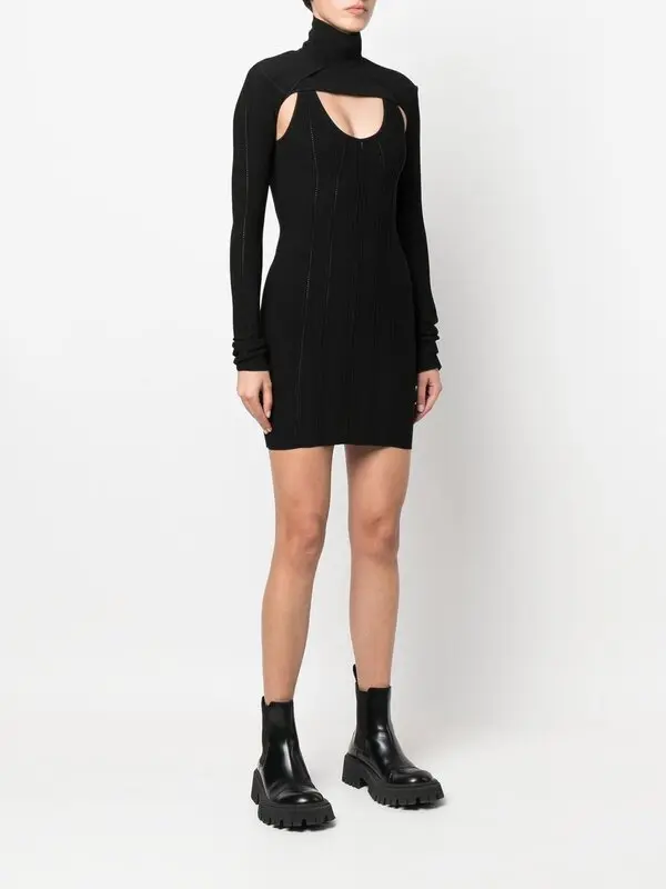 Roberto Cavalli Ribbed-knit Mini Dress With Removable Bolero