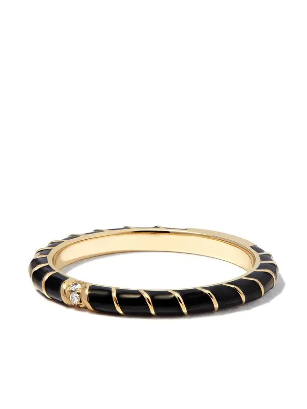 Yvonne Léon 9kt Yellow Diamond And Enamel Ring - Gold
