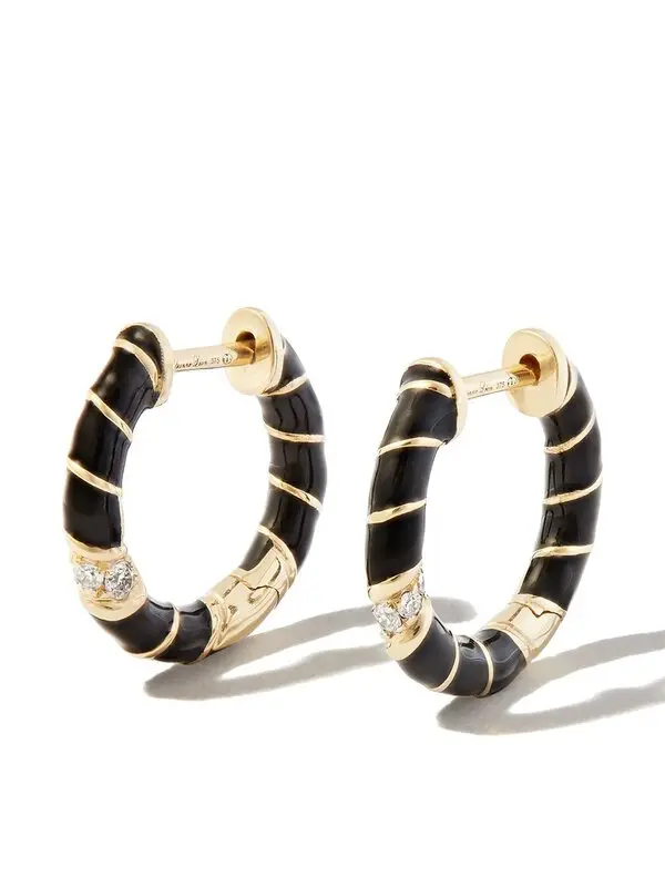 Yvonne Léon 9kt Yellow Enamel Diamond Hoop Earrings - Gold