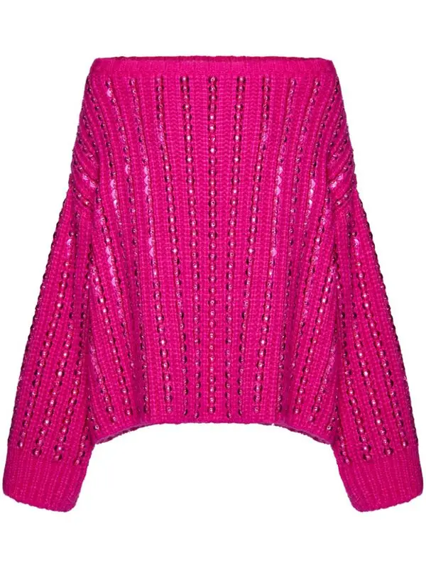 Valentino Garavani Embroidered Off-shoulder Jumper
