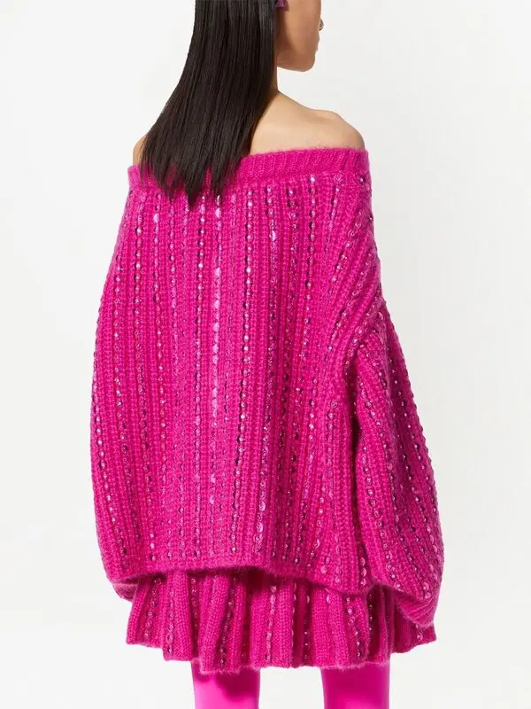 Valentino Garavani Embroidered Off-shoulder Jumper