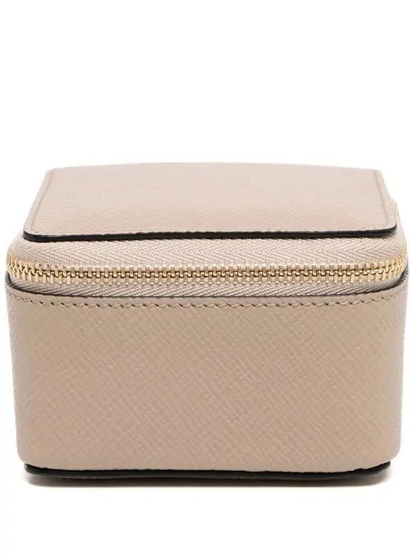 Smythson Logo-stamp Zip Box - Neutrals