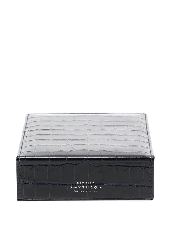 Smythson Crocodile-effect Leather Trinket Box - Black
