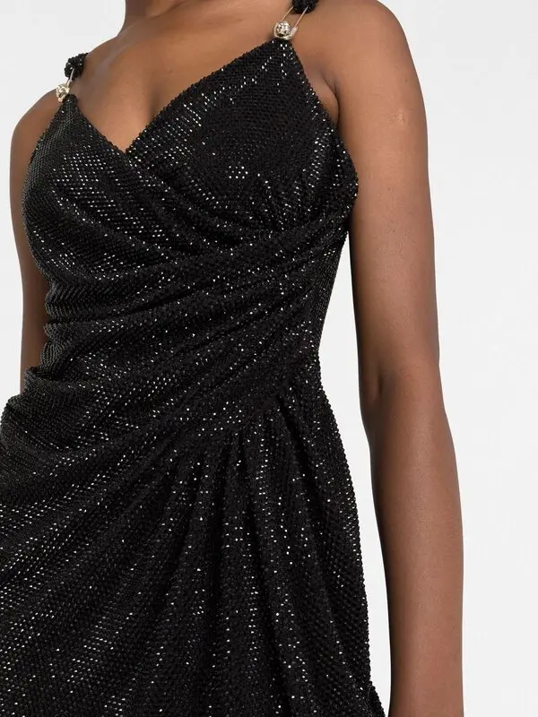 Philipp Plein Crystal-embellished Draped Mini Dress