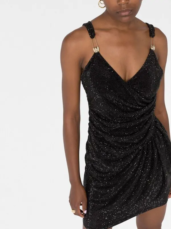 Philipp Plein Crystal-embellished Draped Mini Dress