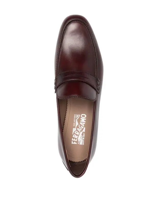 FERRAGAMO Slip-on Leather Loafers - Red