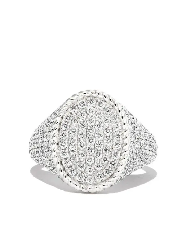 Yvonne Léon 18kt White Gold Diamond Signet Ring