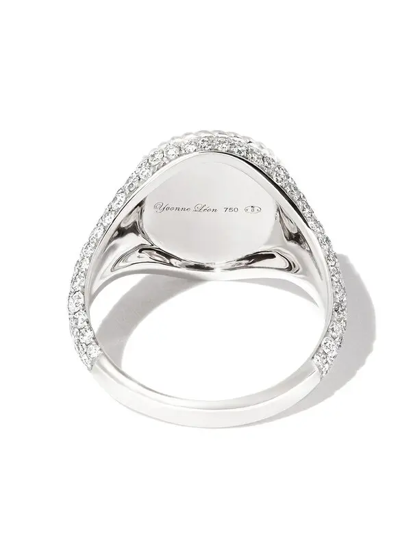 Yvonne Léon 18kt White Gold Diamond Signet Ring