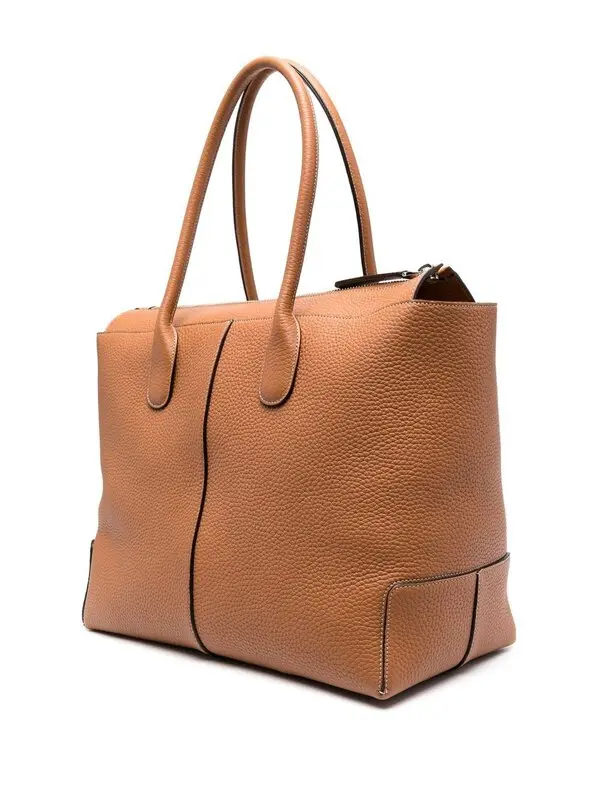 TOD'S Logo-patch Leather Tote Bag - Brown