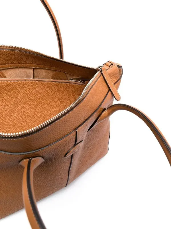 TOD'S Logo-patch Leather Tote Bag - Brown