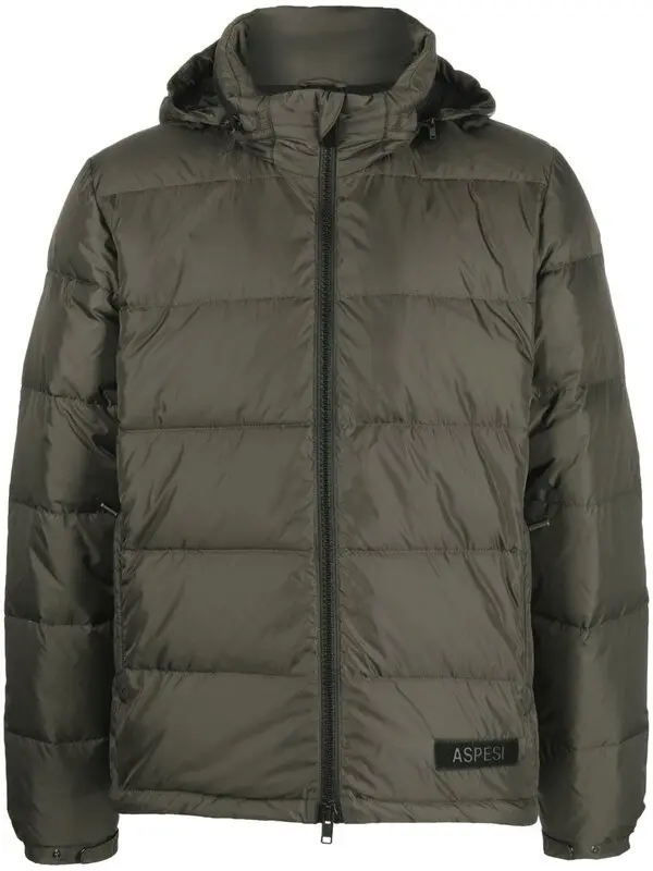 Aspesi Logo-patch Down Puffer Jacket - Green