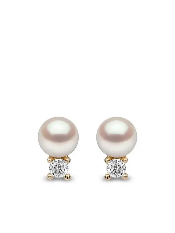 Yoko London 18kt Yellow Diamond And Pearl Stud Earrings - Gold
