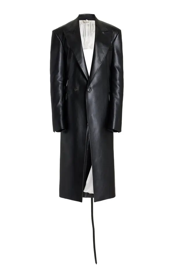 PETER DO Backless Faux Leather Trench Coat Only