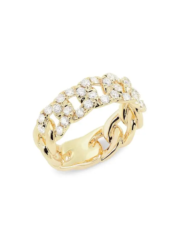 Saks Fifth Avenue Collection 14k & 0.76 Tcw Diamond Curb-chain Ring - Yellow Gold