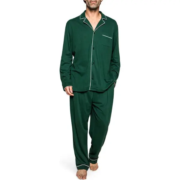 PETITE PLUME Luxe Pima Cotton Pajamas - Green