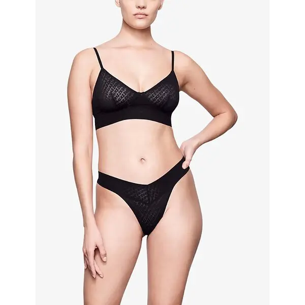 SKIMS Logo Mesh Skimpy Stretch-mesh Bra