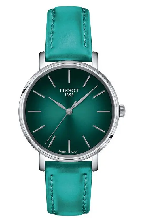 TISSOT Leather Strap Watch - Green