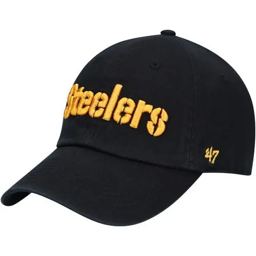 '47 Pittsburgh Steelers Clean Up Script Adjustable Cap - Black