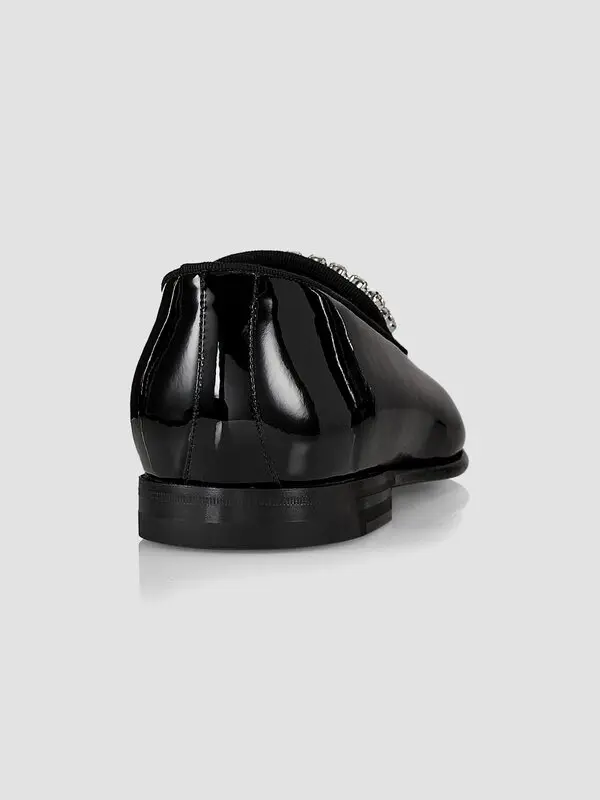 Manolo Blahnik Mariocc Crystal Buckle Patent Leather Loafers