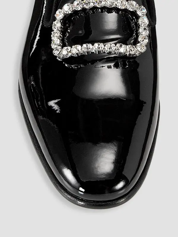 Manolo Blahnik Mariocc Crystal Buckle Patent Leather Loafers