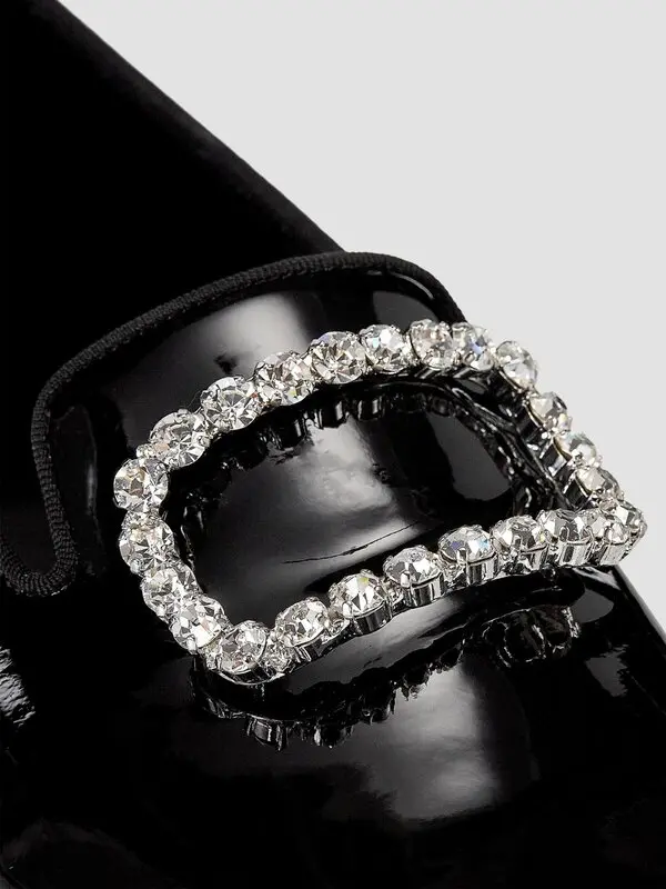 Manolo Blahnik Mariocc Crystal Buckle Patent Leather Loafers