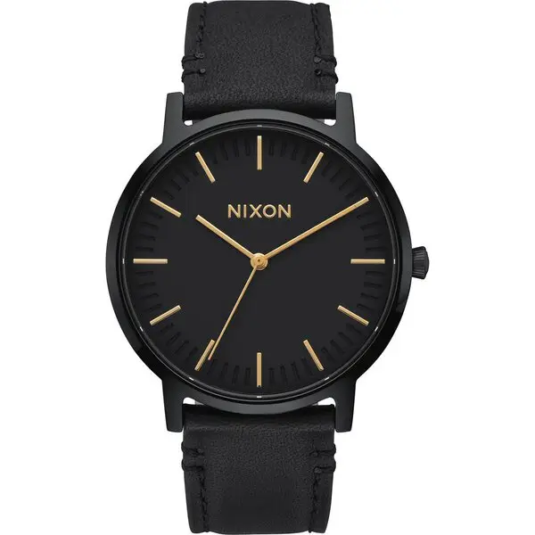 Nixon Porter Round Strap Watch - Black/gold