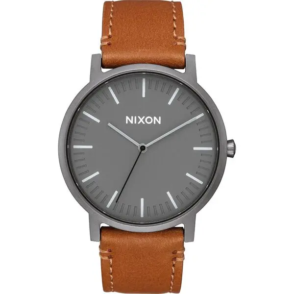 Nixon Porter Round Strap Watch - Gunmetal/charcoal/taupe