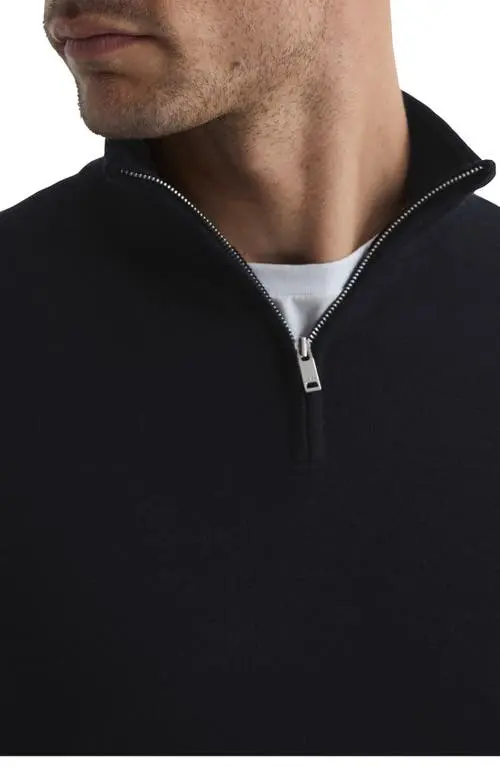 REISS Quarter Zip Wool Sweater - Navy