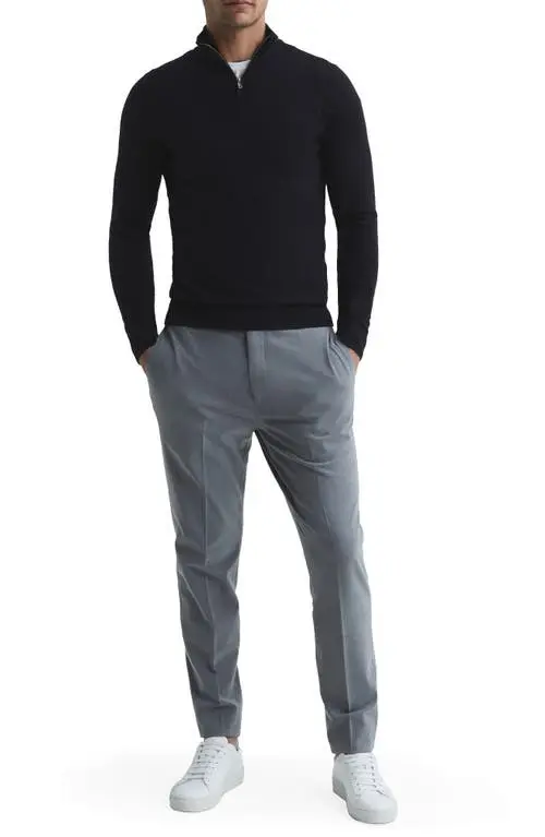 REISS Quarter Zip Wool Sweater - Navy