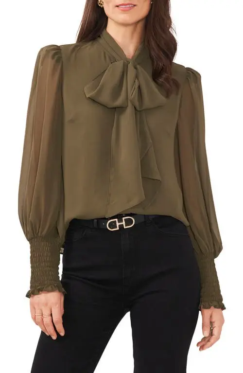 Vince Camuto Sheer Balloon Sleeve Bow Blouse