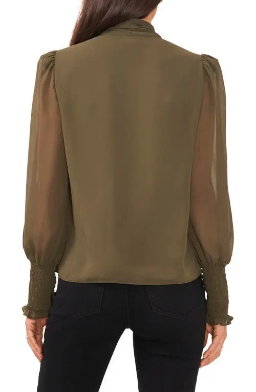 Vince Camuto Sheer Balloon Sleeve Bow Blouse