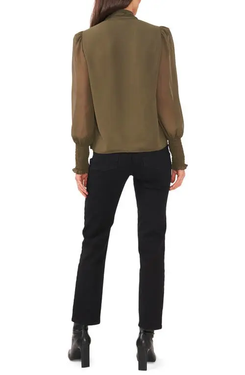 Vince Camuto Sheer Balloon Sleeve Bow Blouse