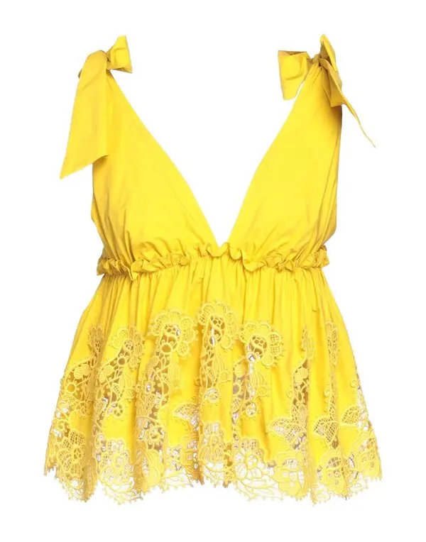P.a.r.o.s.h Peplum Lace Top - Yellow