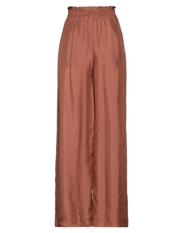 SOLOTRE Wide Leg Pants - Brown